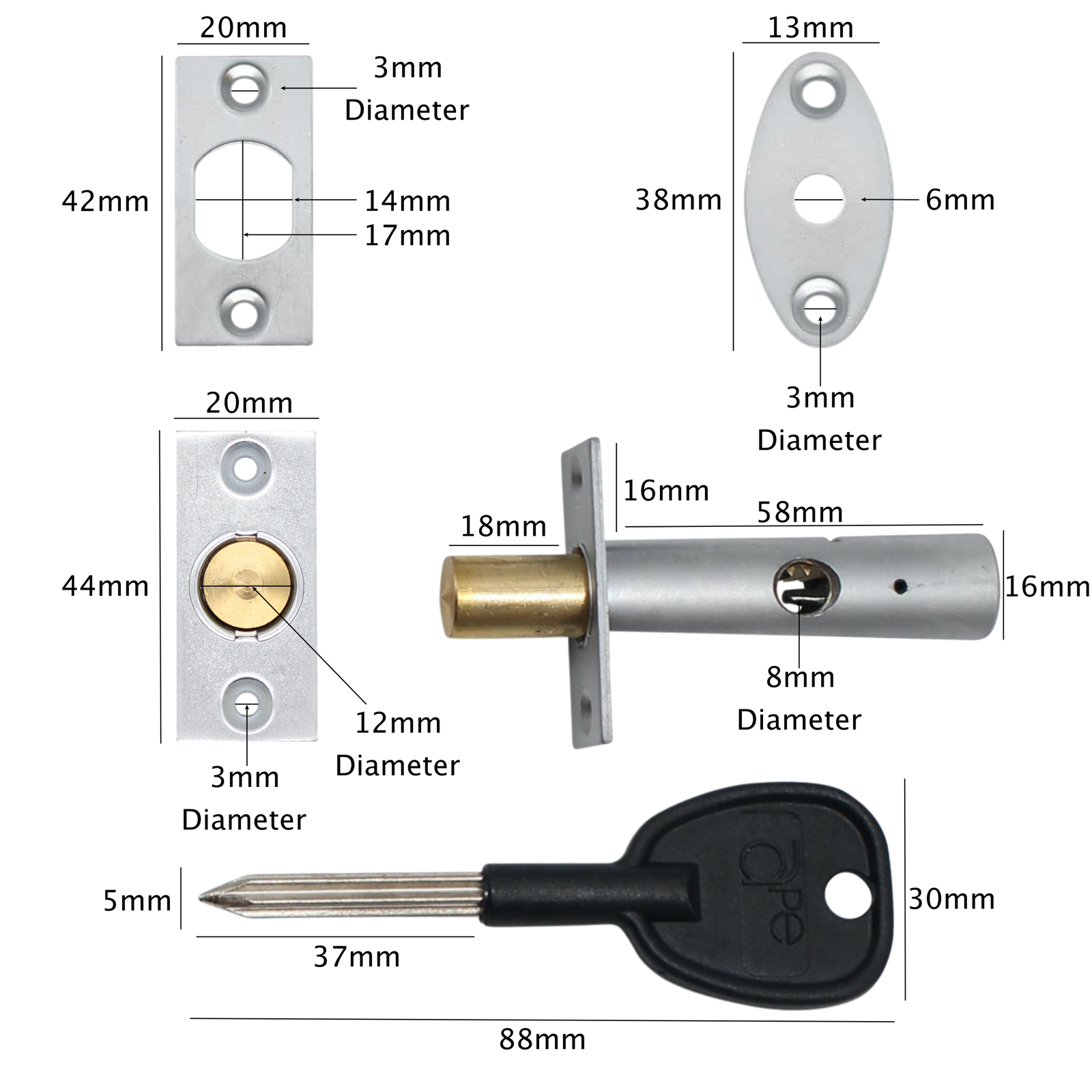Rack Mortice Bolt Door SECURITY Star Key Locks Extra Star Key 5 ...