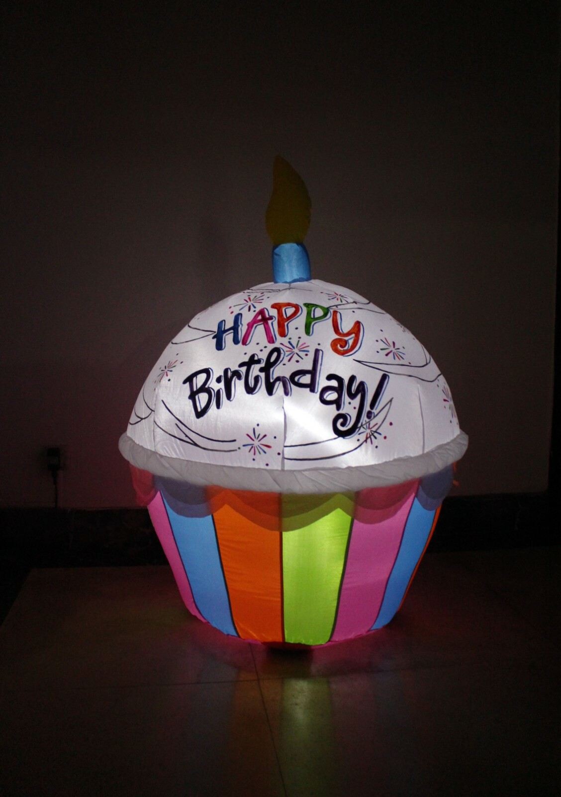 4 FOOT INFLATABLE HAPPY BIRTHDAY CUPCAKE CANDLE Party Outdoor Lawn ...