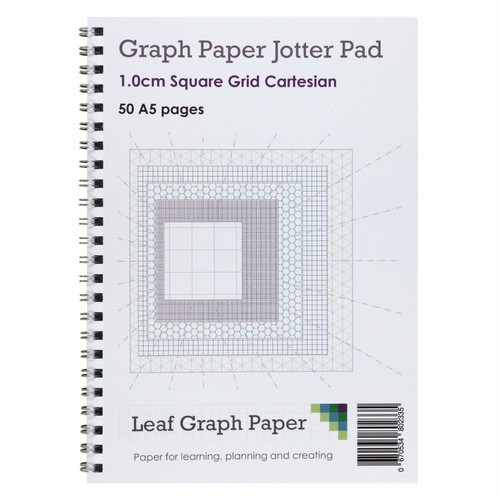 A5 Graph Paper 10mm 1cm Squared, Jotter Pad 50 Pages, Grey Grid, Board ...
