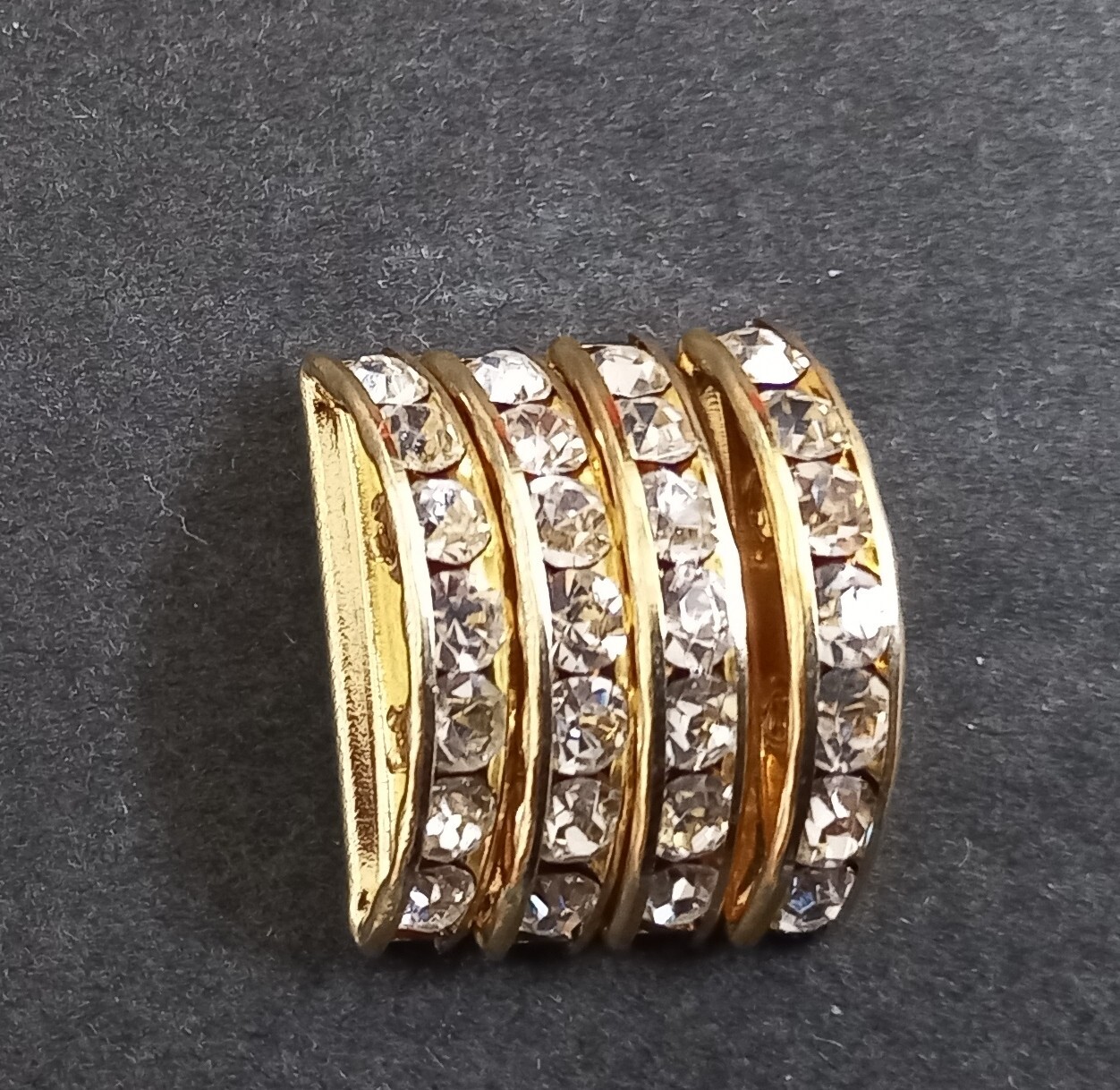 4 gold rhinestone curved spacer bars with 2 holes 20mm long- pretty ...