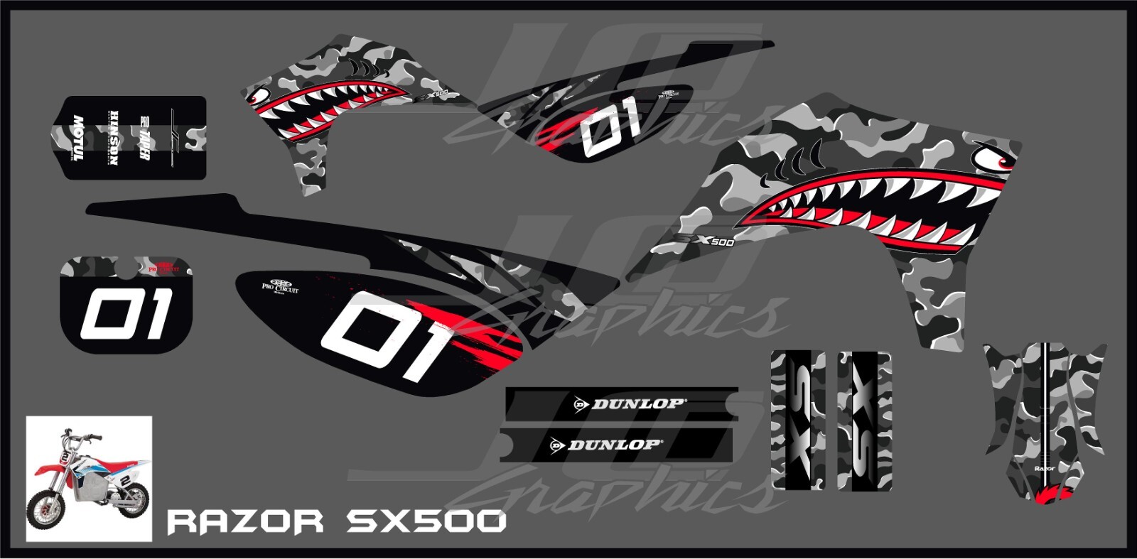 Razor SX500 graphics kit decals THICK AND HIGH GLOSS | eBay