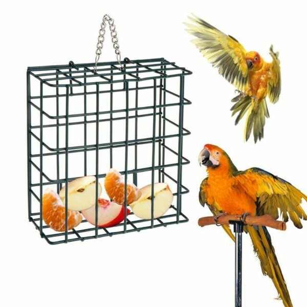 Bird Feeder Cube Cage Food Container Wild Birds Parrot Feeding Hanging ...