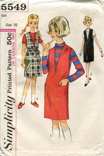 Vtg 1960s Simplicity Pattern 5549 Girls' Jumper & Blouse, Sz 10 (Breast ...