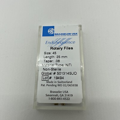 BRASSELER EndoSequence NiTi Rotary Files - Size 45 - .06 Taper - 25 mm ...