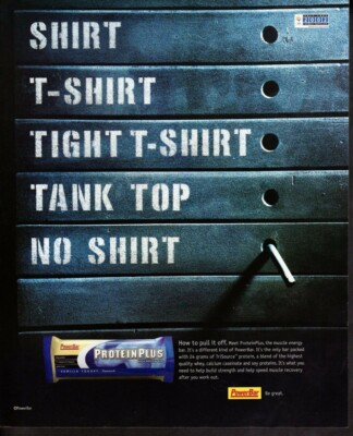 Vintage print ad advertisement PowerBar proteinplus Weights note Pull ...