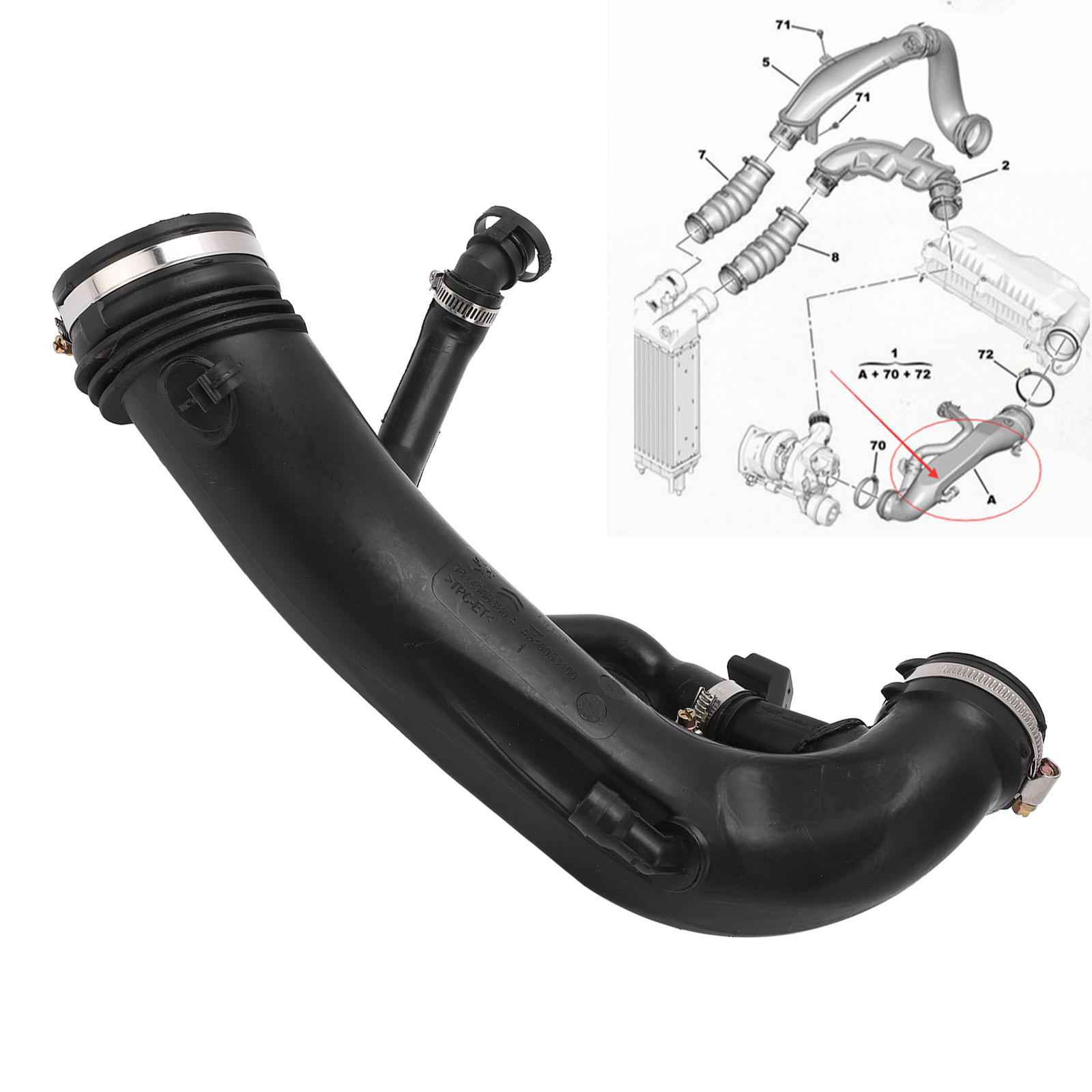 New Turbo Air Chagrer Intake Hose 1440Q6 Rubber Air Intake Tube Engine ...