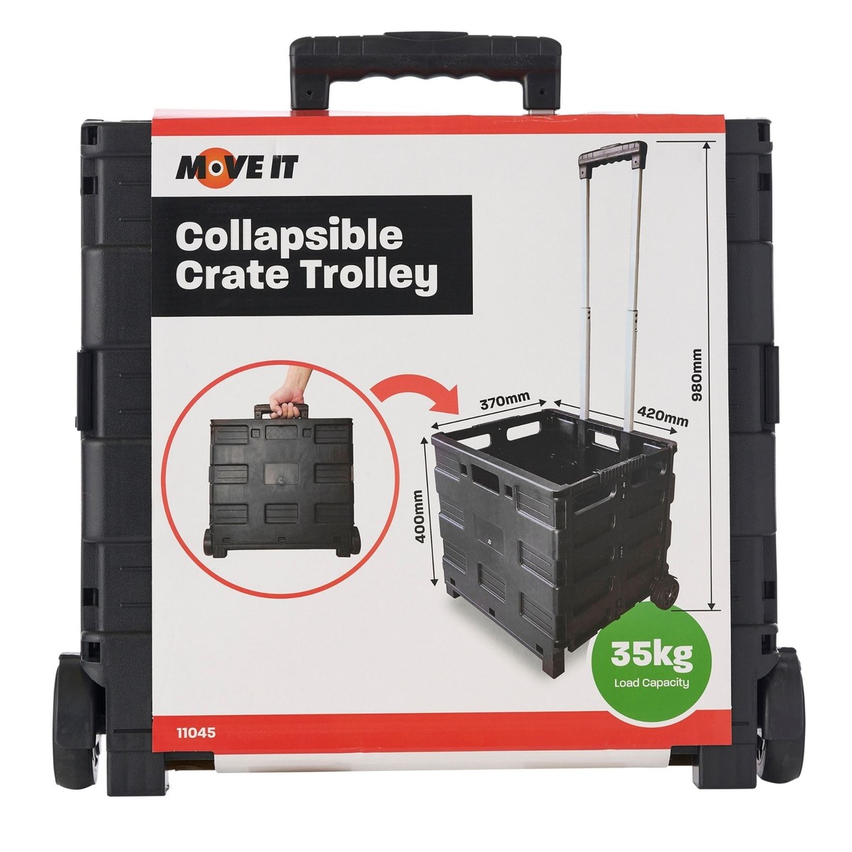 Crate On Wheels With Handle Foldable Trolley Collapsible Utility