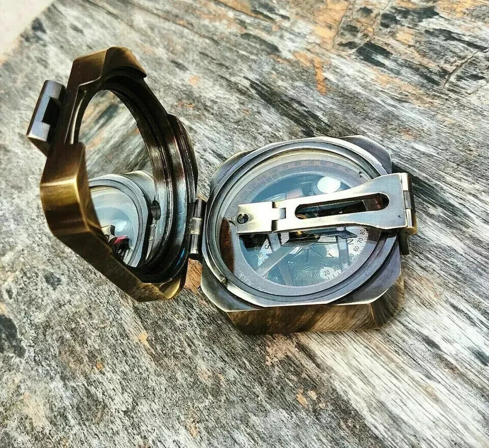 Antique brass solar compass Nautical boat gift sundial Pirate ship ...