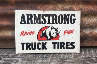 Vintage Armstrong Tires Sign Rhino Flex Antique Gas Sign Gasoline Oil ...