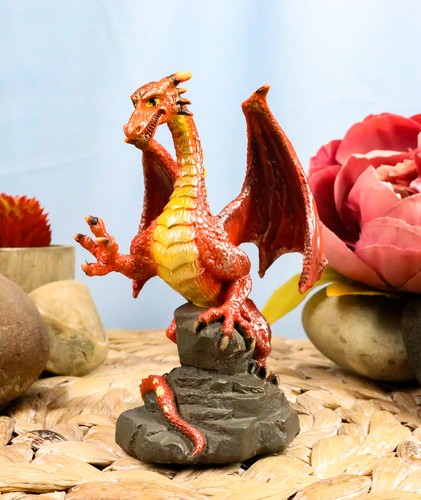 4"H Small Fantasy Red Dragon On Rock Fantasy Figurine by Summit ...