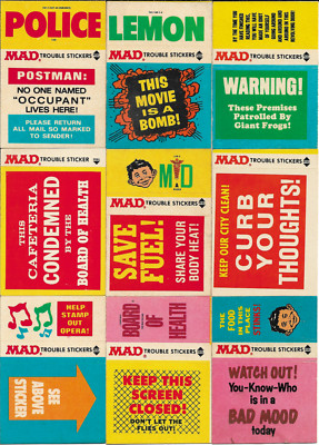1983 Mad Magazine Stickers 9 Card Lot with Police VG | eBay