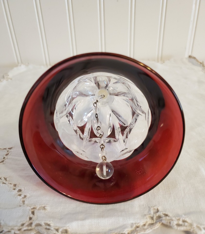 BLEIKRISTALL Vintage Lead Crystal Bell Ruby Red Hand Cut To Clear West ...