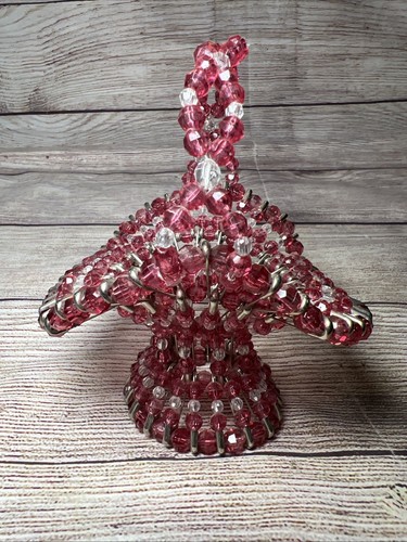 Vintage Handmade Small Pink Beaded Safety Pin Basket Boho 6x5x4” | eBay