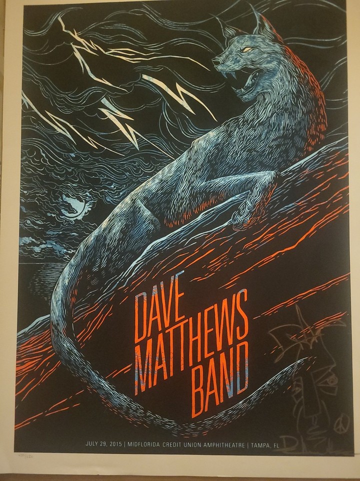 Autographed Dave Matthews Poster Sketch Drawing Tampa FL Rare Original ...