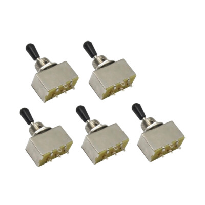 FLEOR 5PCS Box Style 3 Way Toggle Switch LP Guitar Pickup Selector B+W ...