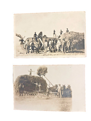 EARLY 1900S FARMING RPPC POSTCARD FARMERS EQUIPMENT HORSES HAYSTACK | eBay