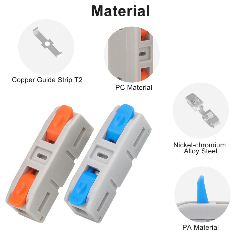 100pcs Conductor Compact Connectors Lever Wire Nuts Inline Electrical ...