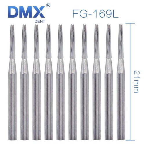 10Pcs DMXDENT Dental Carbide Burs FG-169L 21mm For High Speed Handpiece ...