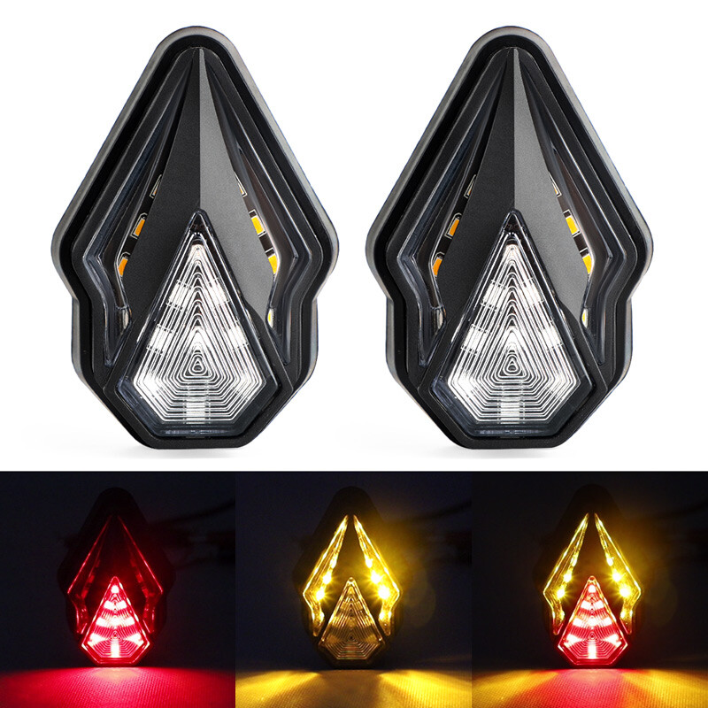 2x Motorcycle Flush Mount Turn Signal Indicator Blinker Red Amber LED ...