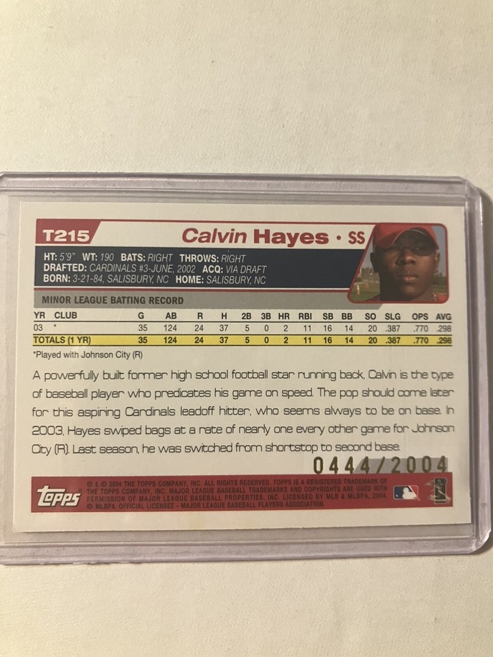 2004 Topps Traded & Rookies Calvin Hayes #T215 Gold #’d /2004 | eBay