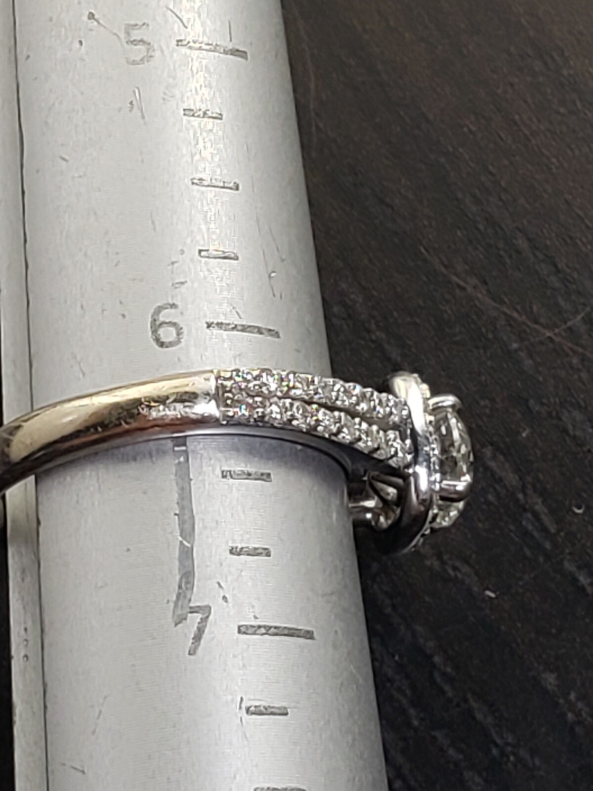 14 Karat White Gold Halo With Split Shank GIA Certify Diamond Ring Size ...