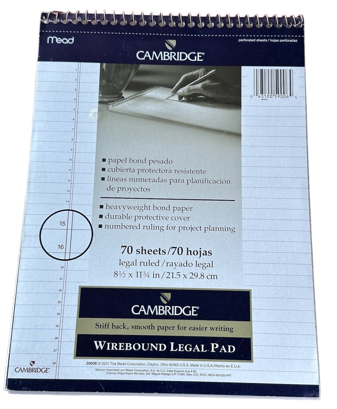 Numbered Premium Wirebound Legal Pad 8 7/8 X 11 White Paper 70 Sheets ...