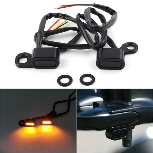 Black Mini LED Turn Signal Indicator Amber Light Blinker Lamp Handlebar ...