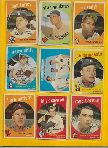 68703 LOT OF 45 DIFFERENT 1959 TOPPS BASEBALL CARDS LOW GRADE BUY IT ...