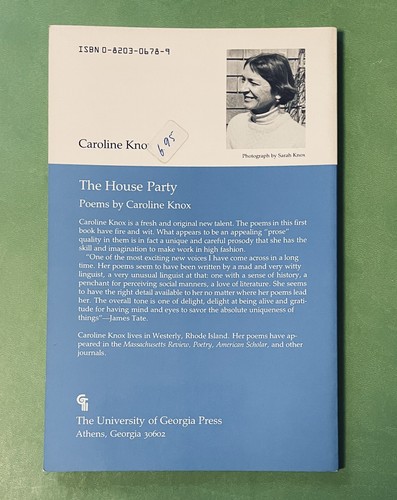The House Party: Poems by Caroline Knox publ. 1984 LNew | eBay