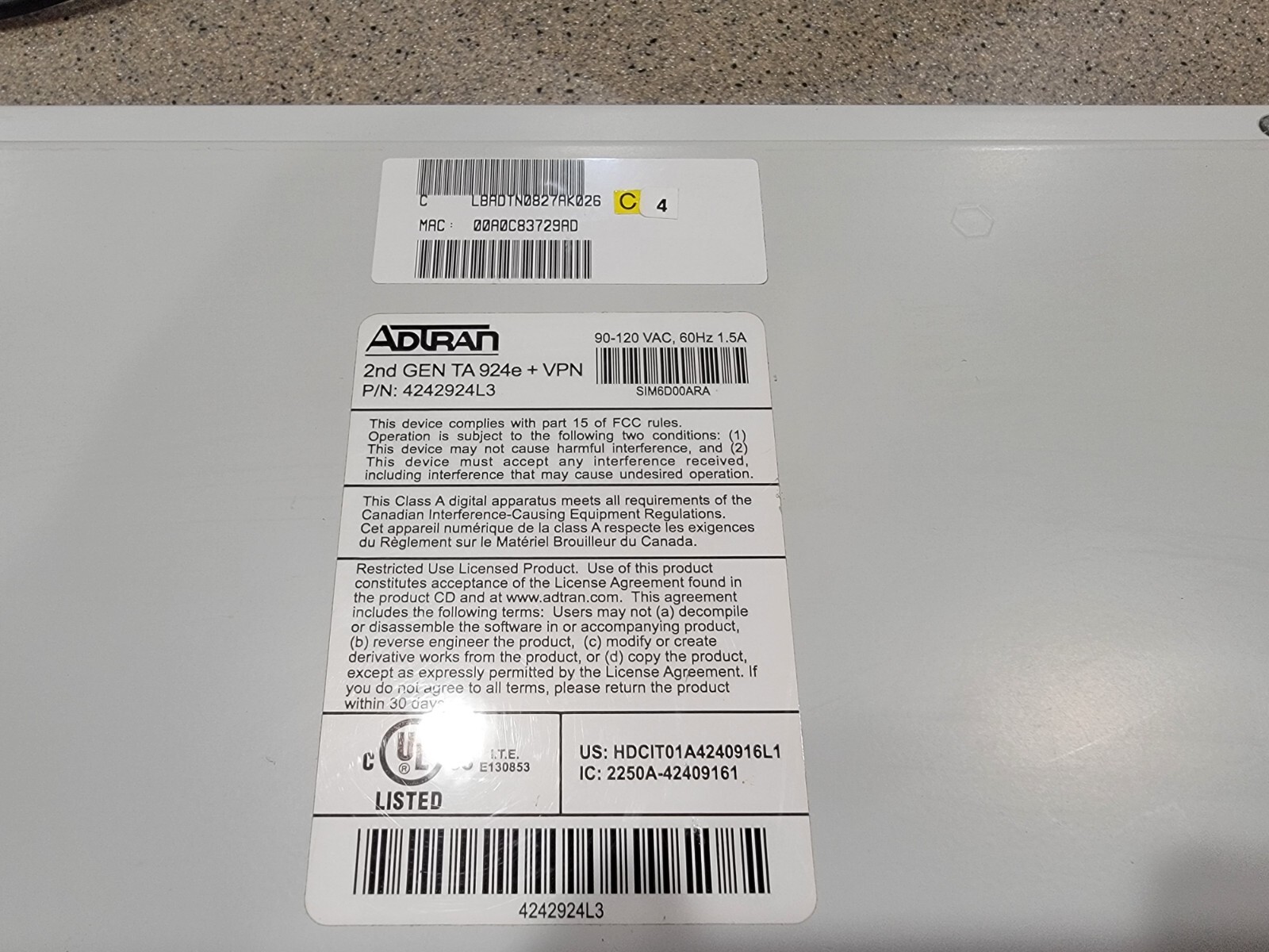 Adtran 2nd Gen Total Access 924E With VPN Card 4242924L3 for sale ...