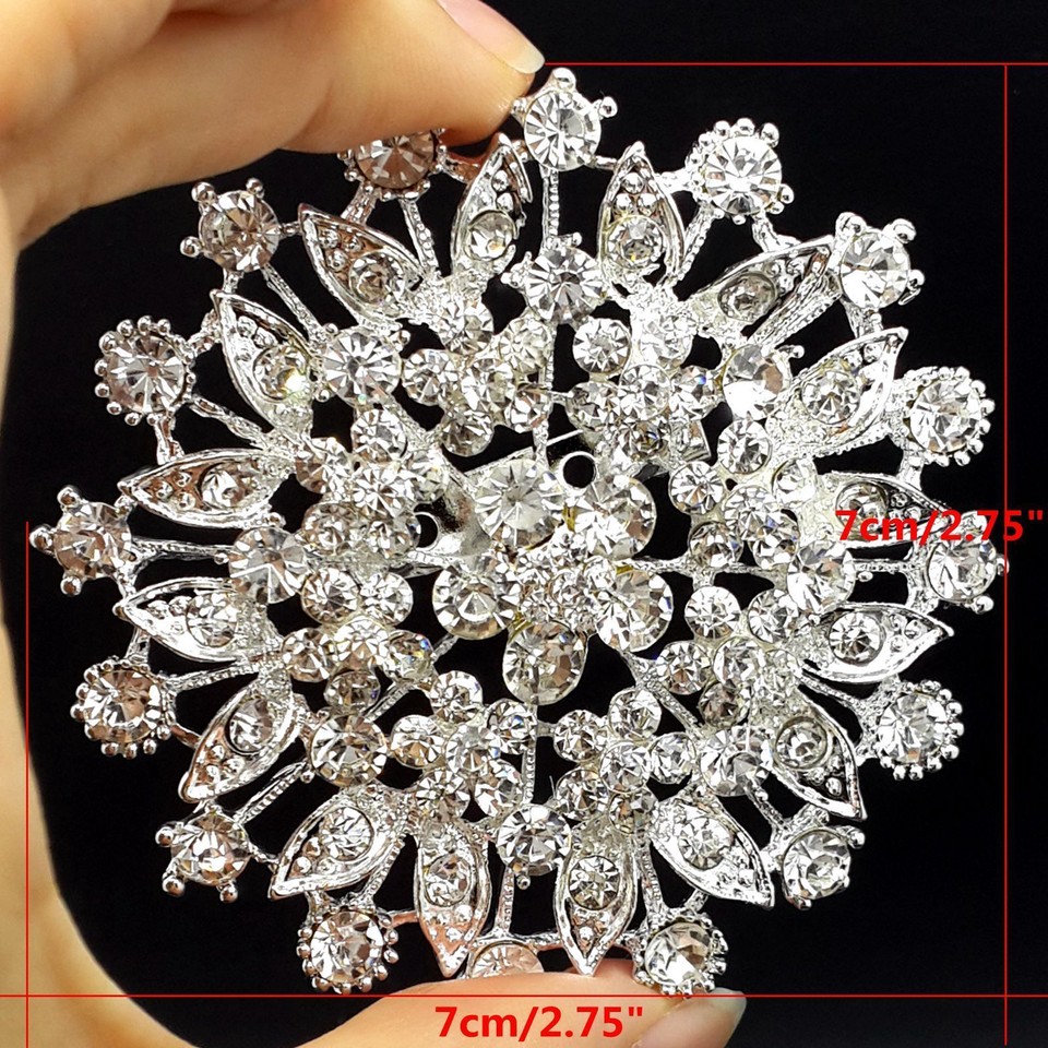 Lot 30pc Mixed Sliver Rhinestone Crystal Brooches Pin DIY Wedding ...