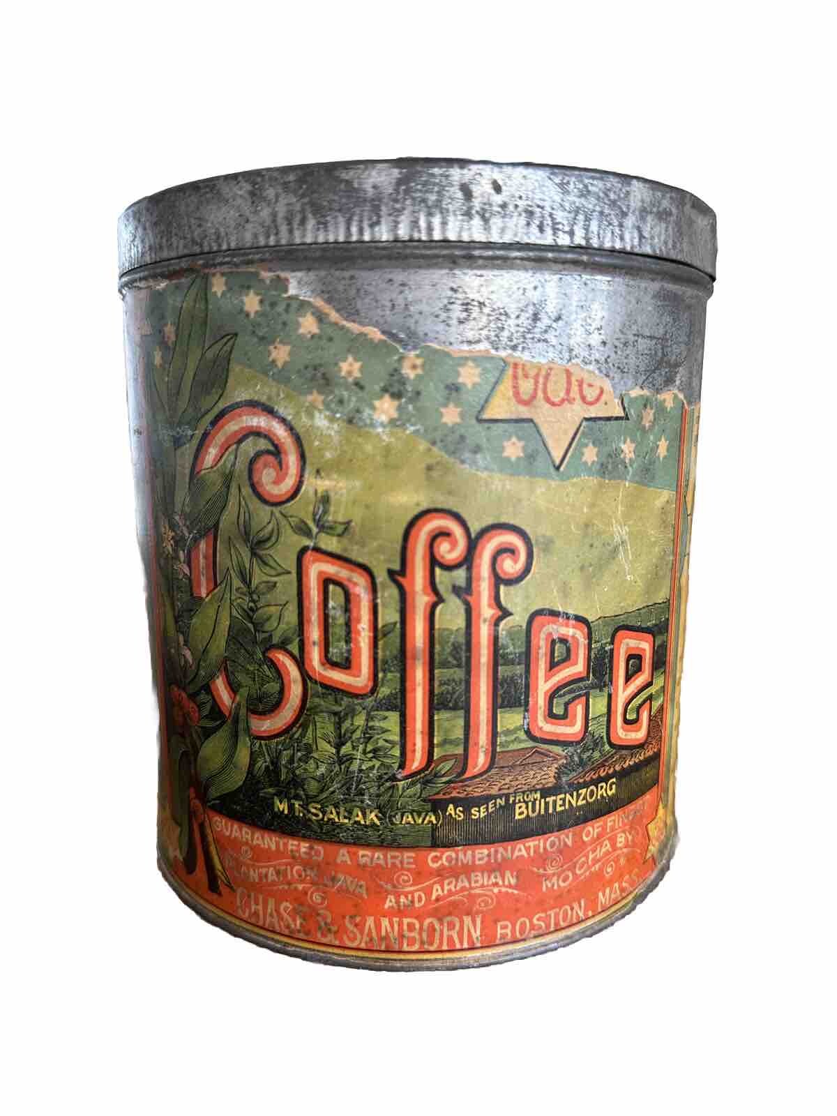 Antique Chase & Sanborn Coffee Tin - Java & Mocha - Paper Label Boston ...