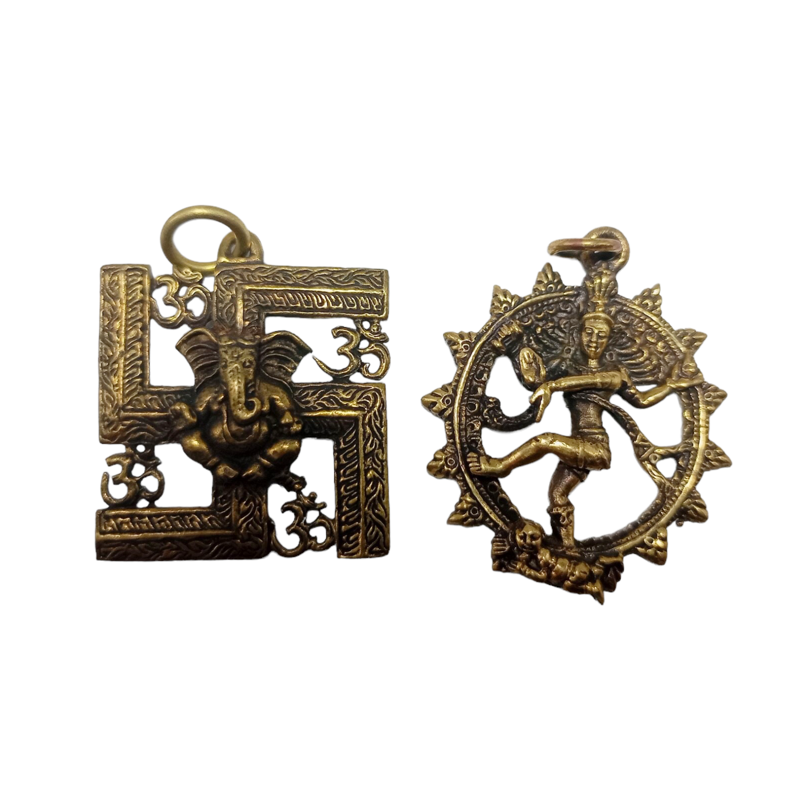 Lord Ganesh with Ohm God Shiva Pendant Set 2 Hinduism Charm Jewelry 1 ...