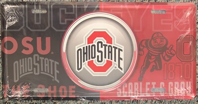 OHIO STATE BUCKEYES MASCOT 6"x12" METAL LICENSE PLATE CAR NEW RICO 😎 | eBay