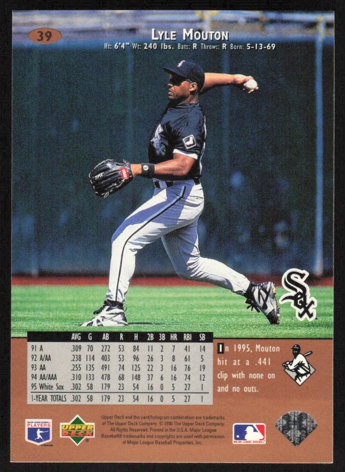 1996 Upper Deck Major League Debut Lyle Mouton #39 Chicago White Sox | eBay