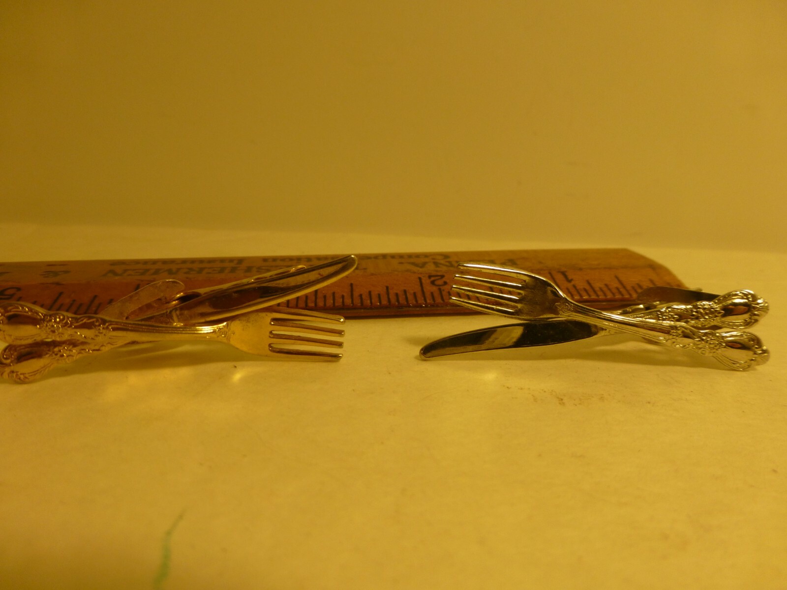 Pair Vintage Silver Tone Fork & Knife Clips Pins Clasps Foodie ...