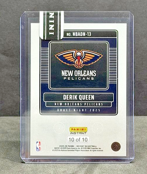 Derik Queen RC 2025 Panini Instant NBA Draft Night #13 RED #10/10 | eBay