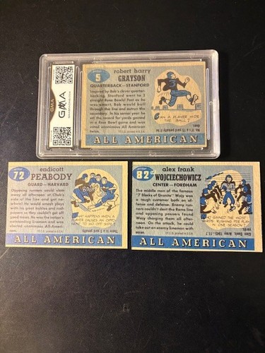 1955 Topps Football All-American Lot 3 Dif. Grayson #5 graded Vg-Ex 4 ...