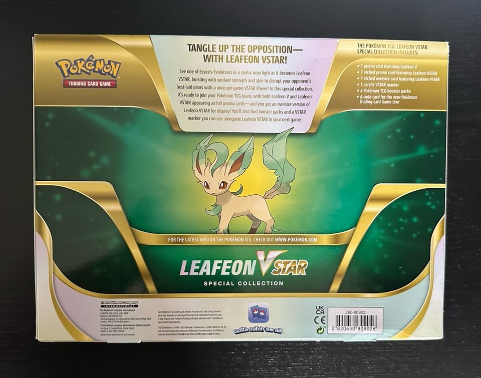 Pokemon TCG Leafeon Vstar Special Collection Box Brand New & Sealed ...