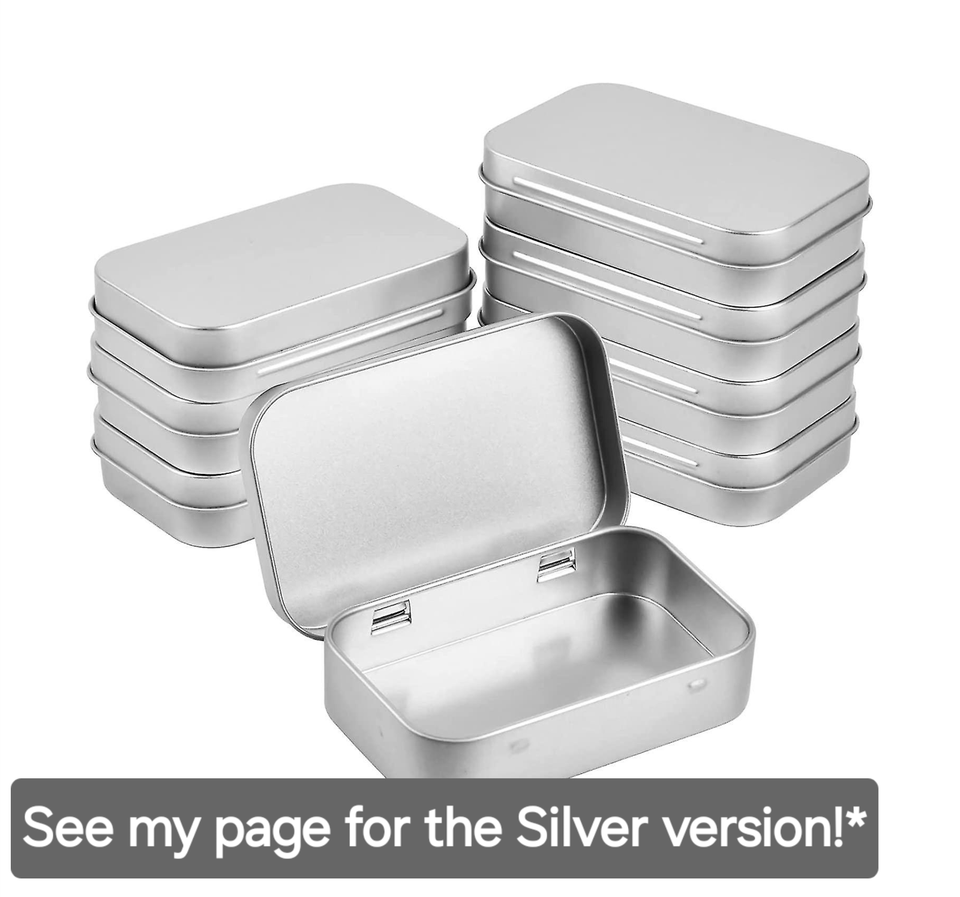 Small Metal Storage Tin Rectangle Hinged Craft Stash Tobacco Jewellery ...