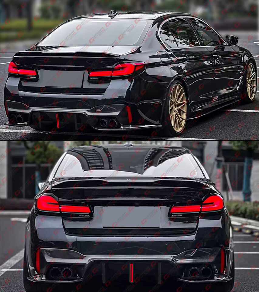 For 17-23 BMW G30 G38 Big Fin M5 Style Gloss Black LED Rear Bumper ...