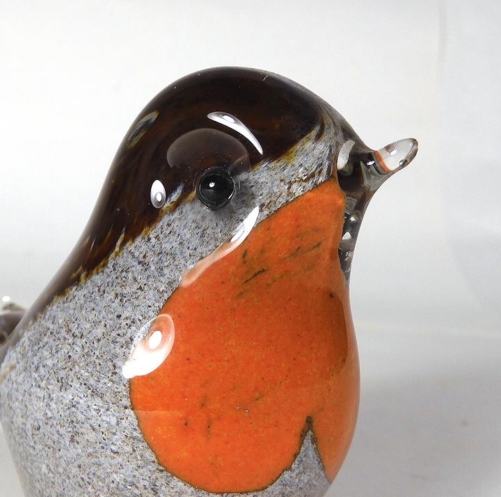 Paul Miller Signed Hand Blown Glass Robin Bird Paperweight Langham ...