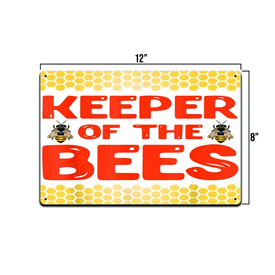 Keeper Of The Bees 12 X 8 Tin Metal Sign Décor Garden Honeycomb Bumble ...