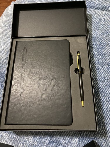 black leather cover notebook and pen set gift Father’s Day brand new ...
