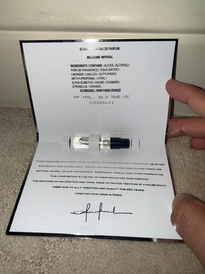 BRAND NEW Creed Official Card Eau de Parfum Sample Spray 2ml MILLESIME ...