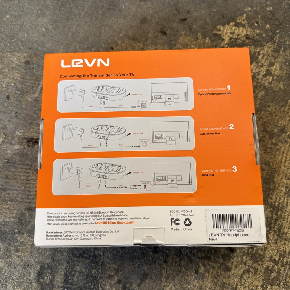 LEVN BLUETOOTH HEADPHONES WITH TRANSMITTER CHARGING DOCK LE-HS018 | eBay