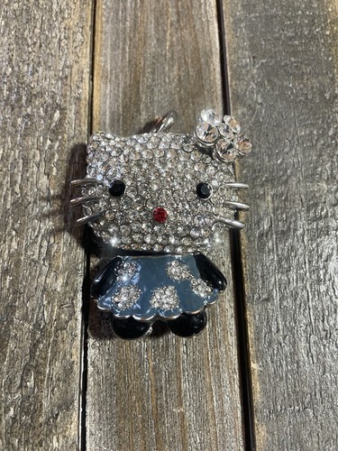 Unique Hello Kitty Pendant Rhinestones Lower Body Movement Silver Tone ...