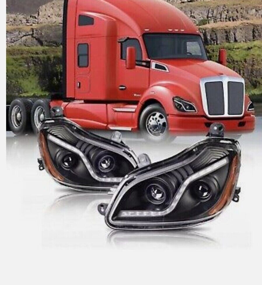 Set of Pair Black Projector Headlights w/ LED Bar for 2013-2017 ...