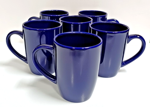 Glossy Cobalt Blue Coffee Mugs Tea Cups 12 oz Set of 6 | eBay