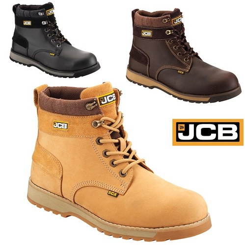 JCB MENS S3 LEATHER SAFETY WATERPROOF WORK BOOTS STEEL TOE CAP SHOES ...